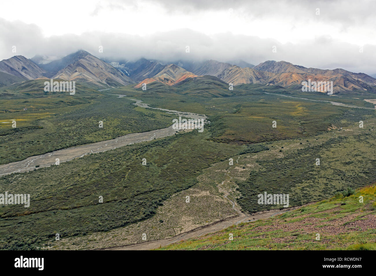 Colorful Mountains in the Clouds at Polychrome Pass in Denali National ...