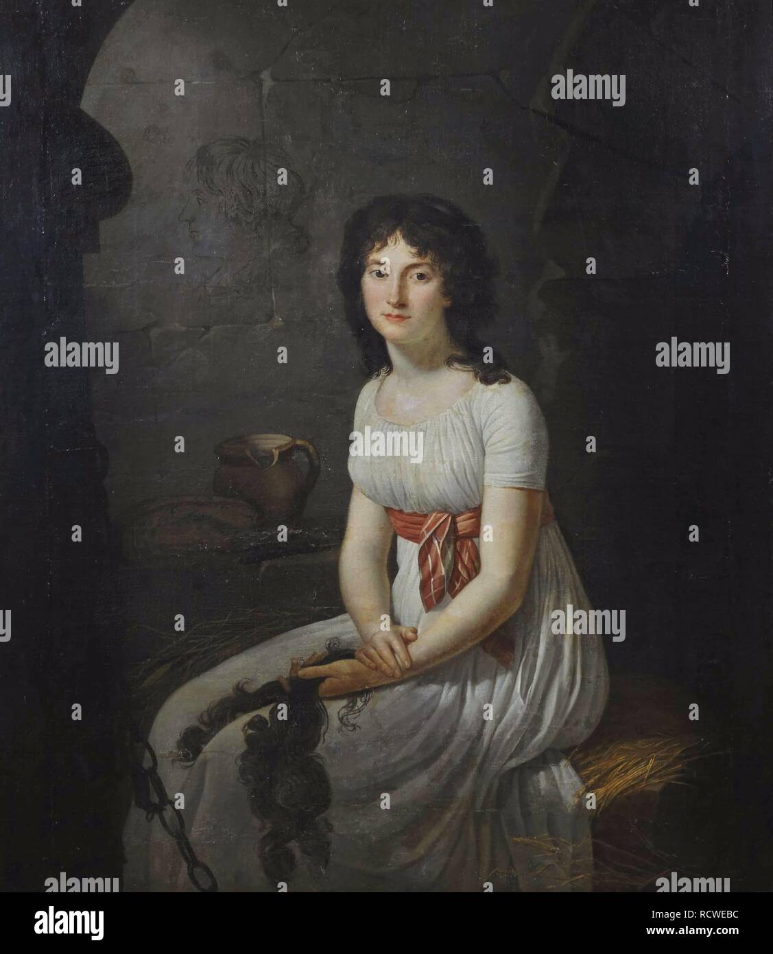 Portrait of Thérésa Tallien (1773-1835) in a cell in La Force Prison ...
