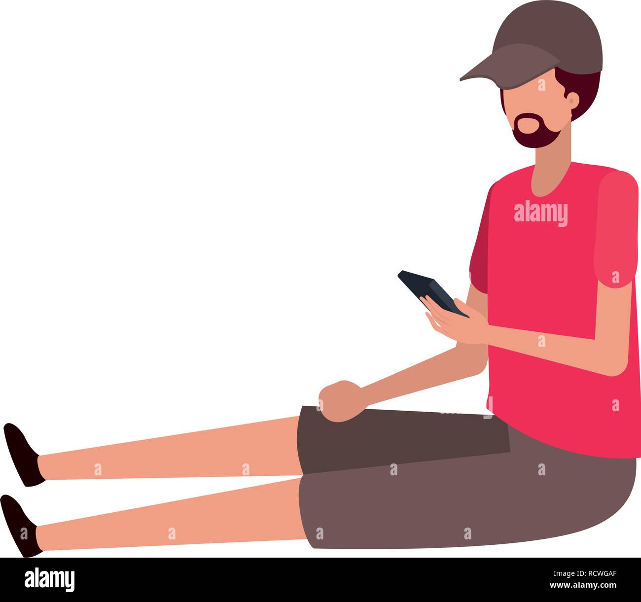 man sitting with smartphone avatar character Stock Vector Image & Art ...