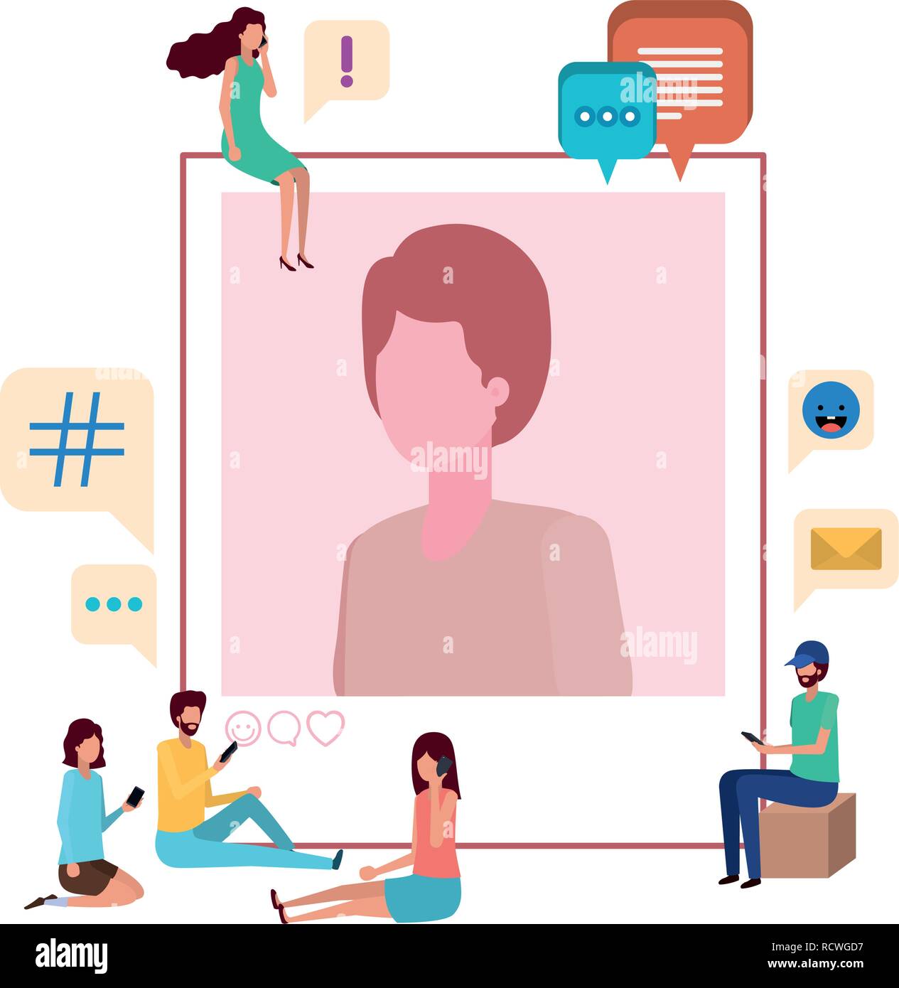 group of people with instant photo of man character Stock Vector Image ...