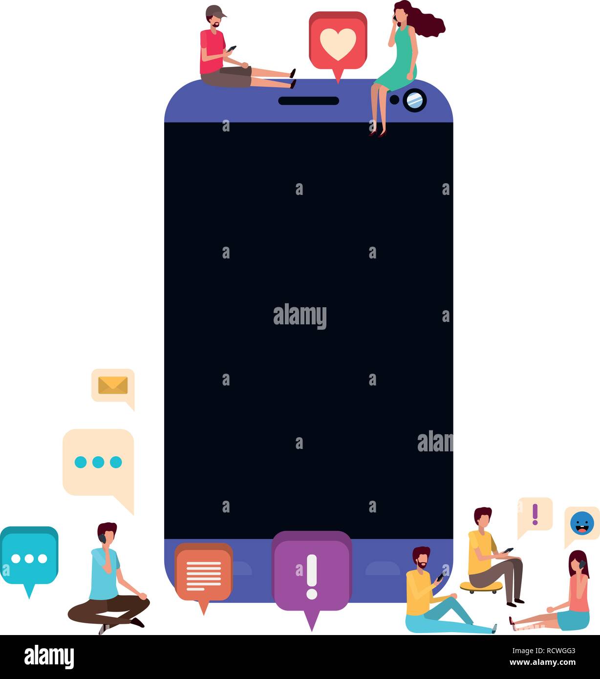 screen with people around avatar character Stock Vector Image & Art - Alamy