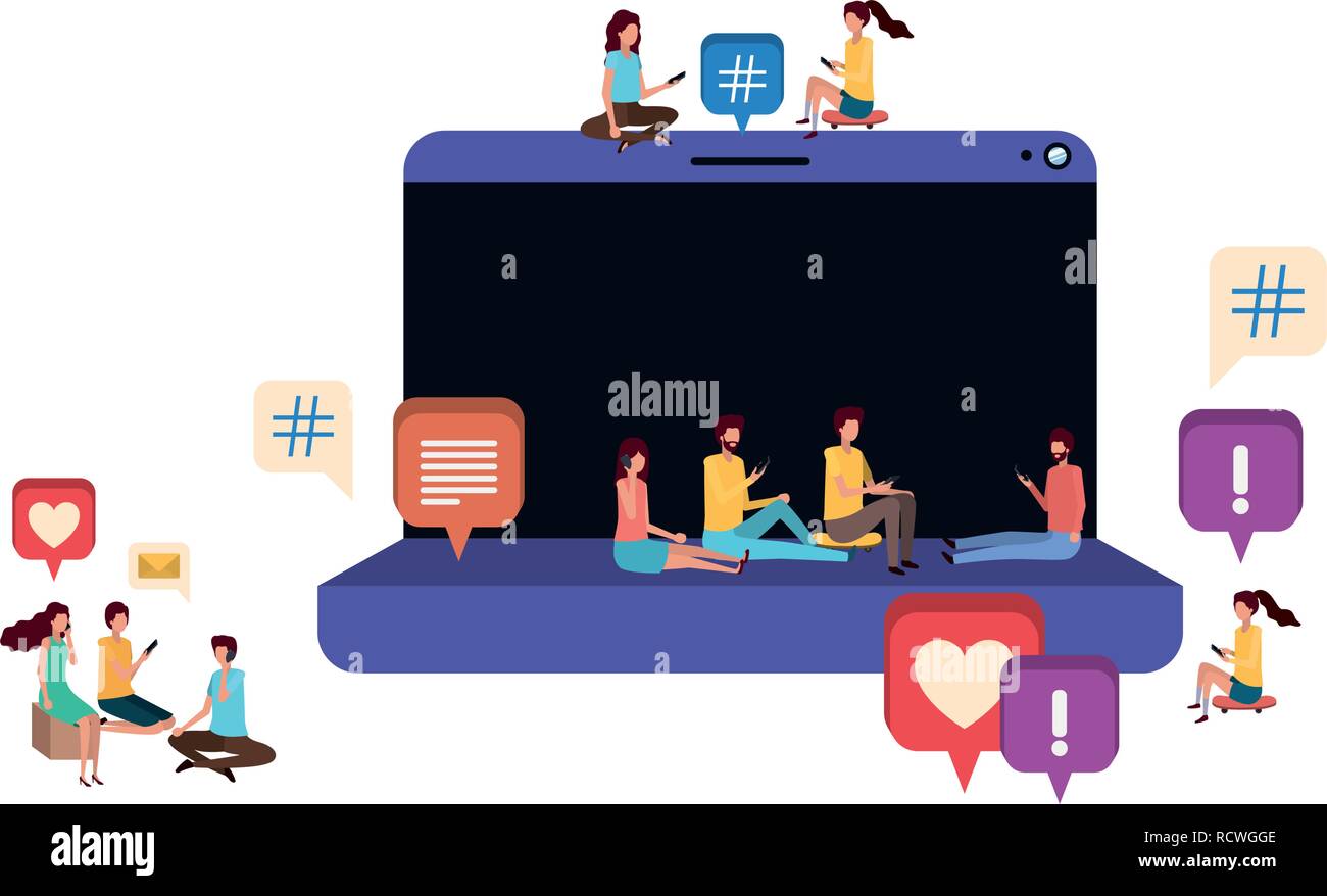 screen with people around avatar character Stock Vector Image & Art - Alamy