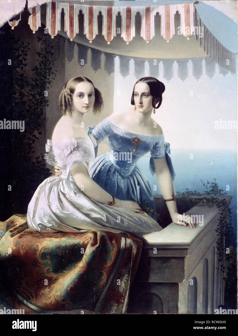 Portrait of Grand Duchesses Maria Nikolaevna of Russia (1819-1876) and ...
