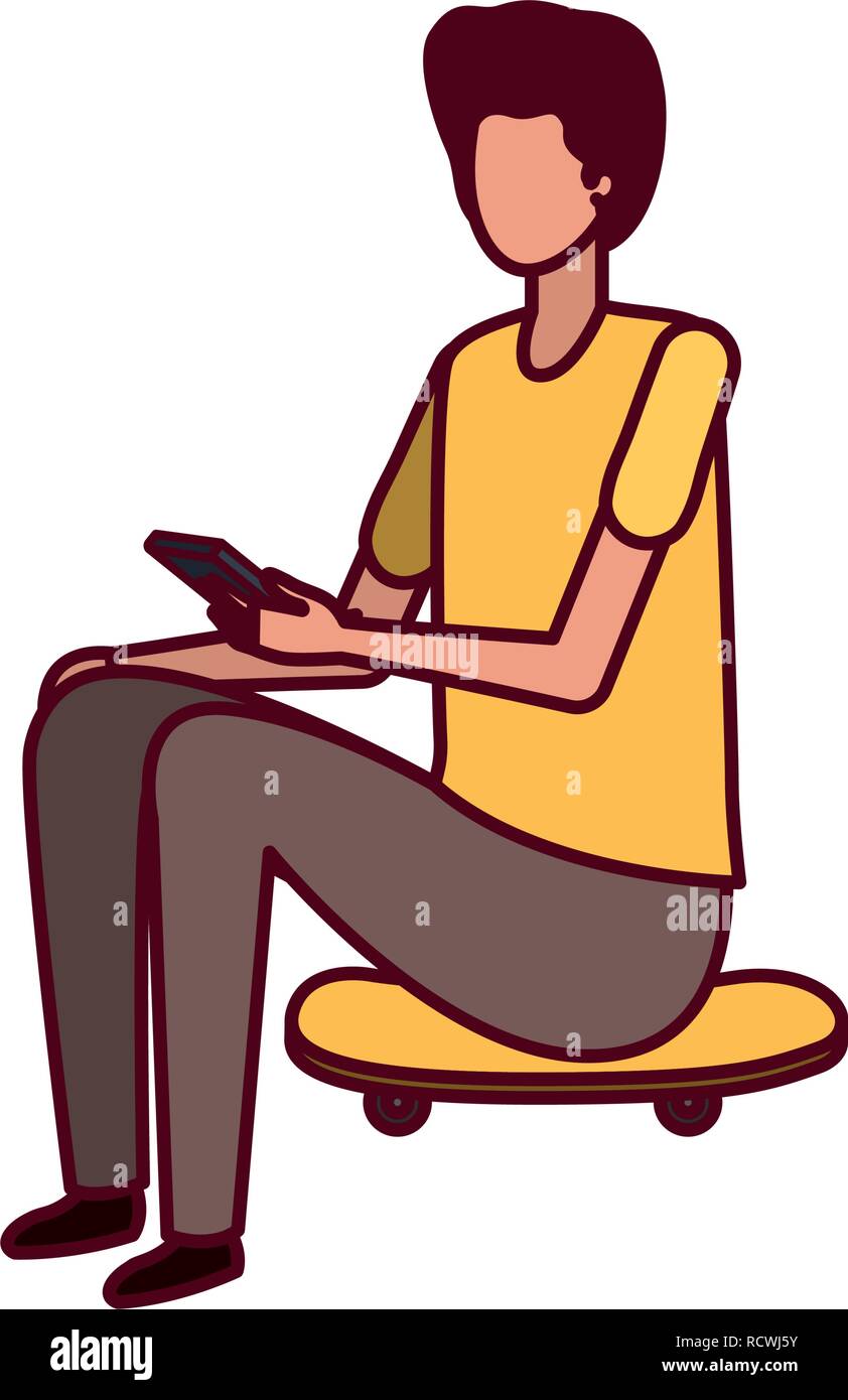 man sitting with smartphone avatar character Stock Vector Image & Art ...
