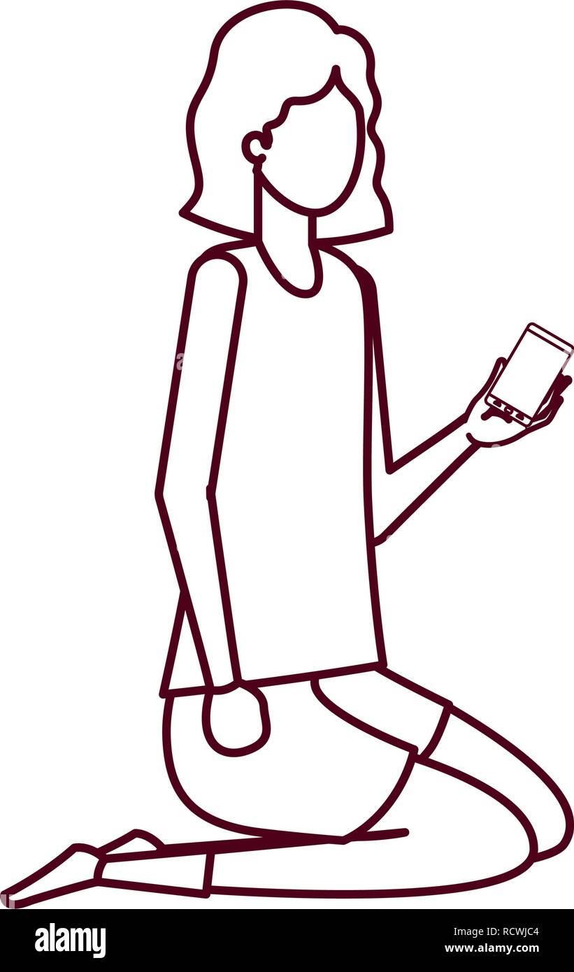 woman sitting with smartphone avatar character Stock Vector Image & Art ...