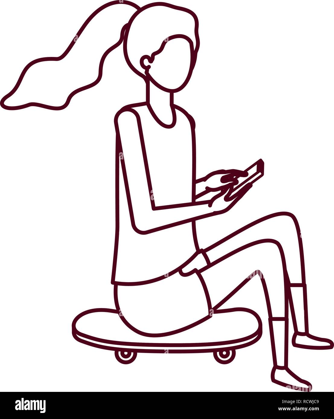 woman sitting with smartphone avatar character Stock Vector Image & Art ...