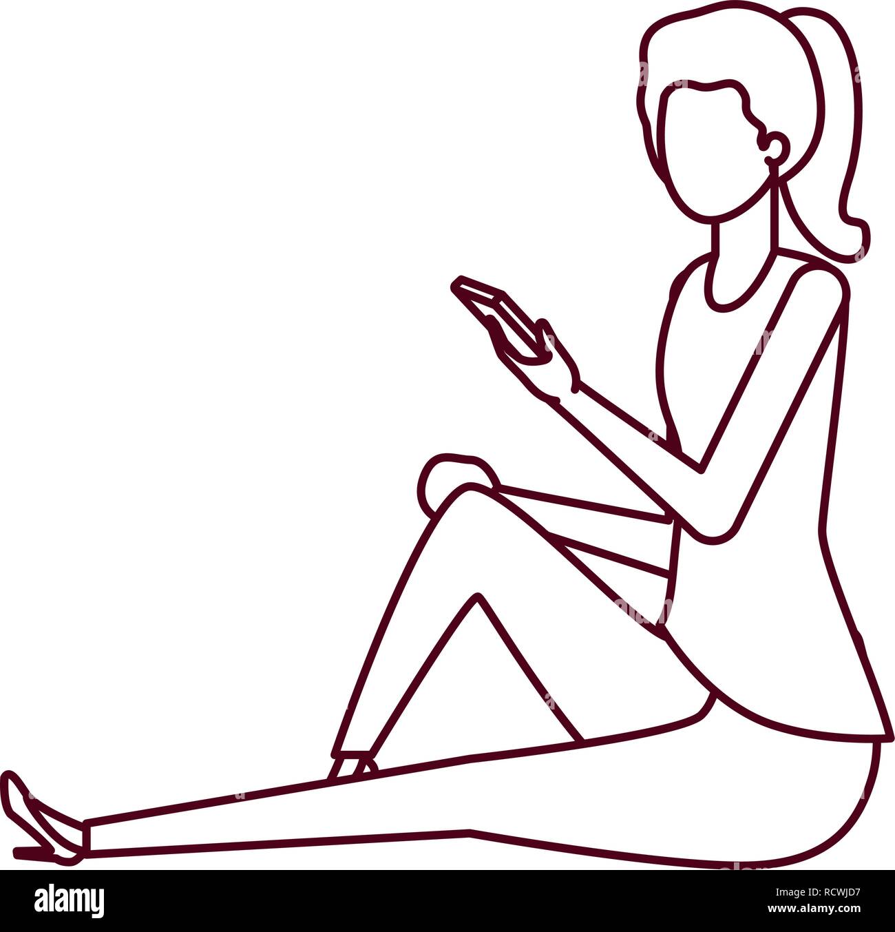 woman sitting with smartphone avatar character Stock Vector Image & Art ...