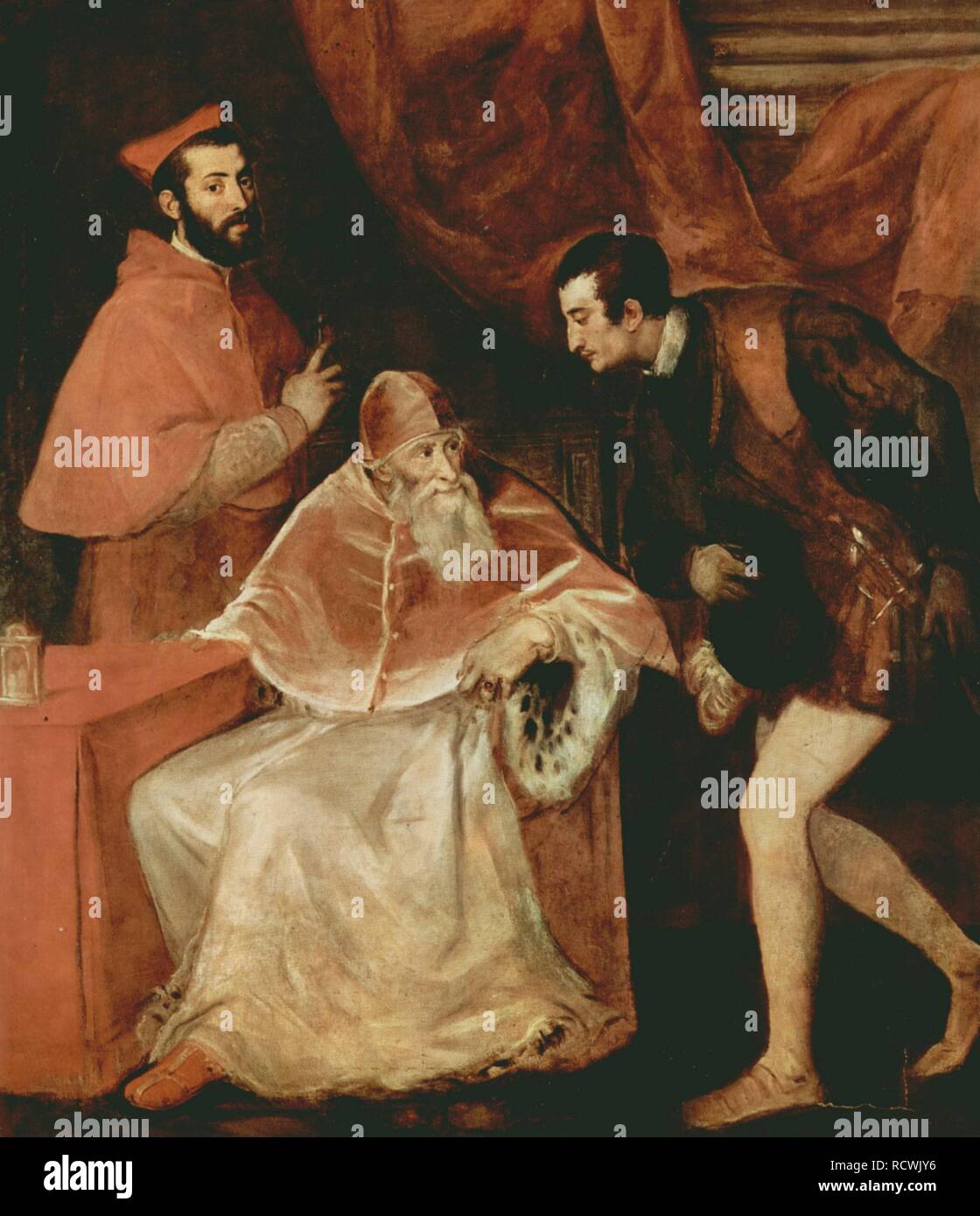 Portrait of Paul III and his Nephews Alessandro and Ottavio Farnese ...