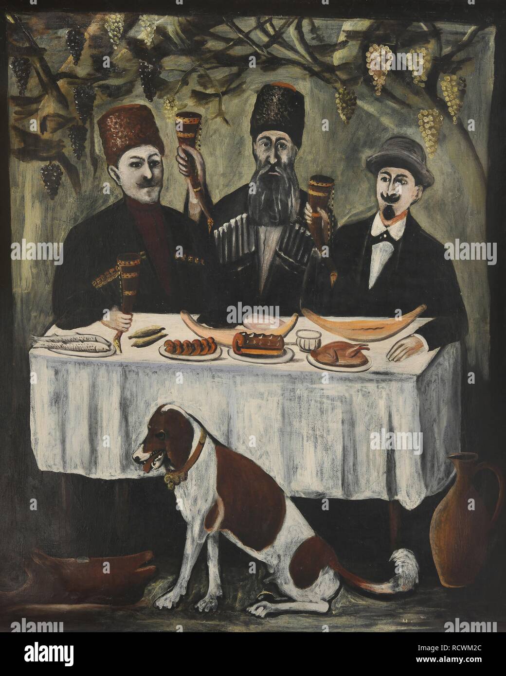 Feast in a vine pergola. Museum: State Georgian Art Museum, Tiflis ...