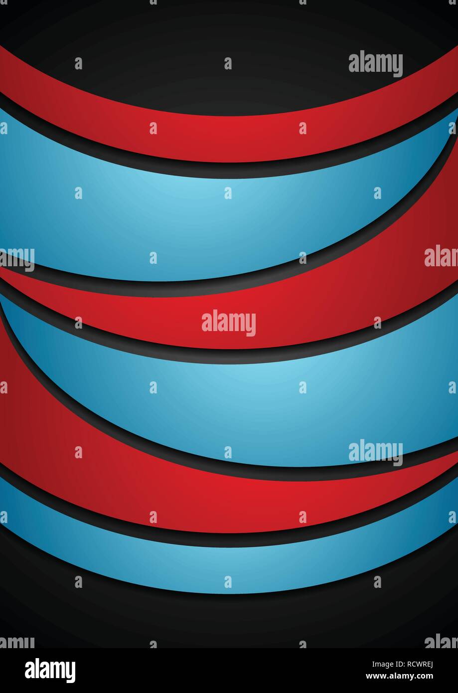 Abstract red and blue wavy corporate flyer design. Vector background ...