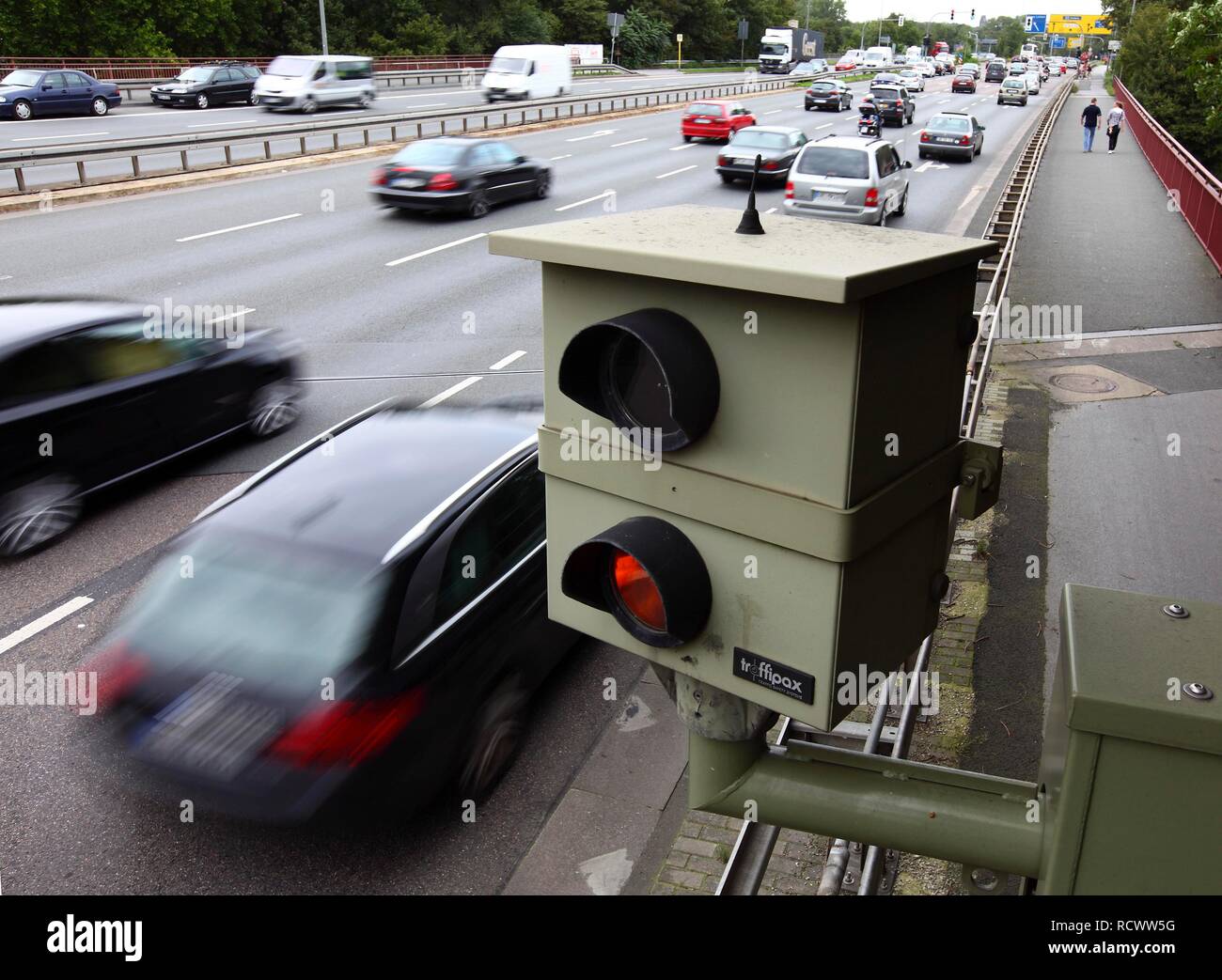 Radar controlled speed monitoring with a speed camera, on the federal ...