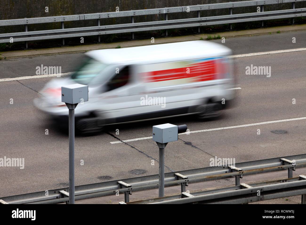 Radar controlled speed monitoring with speed cameras, on the Autobahn ...