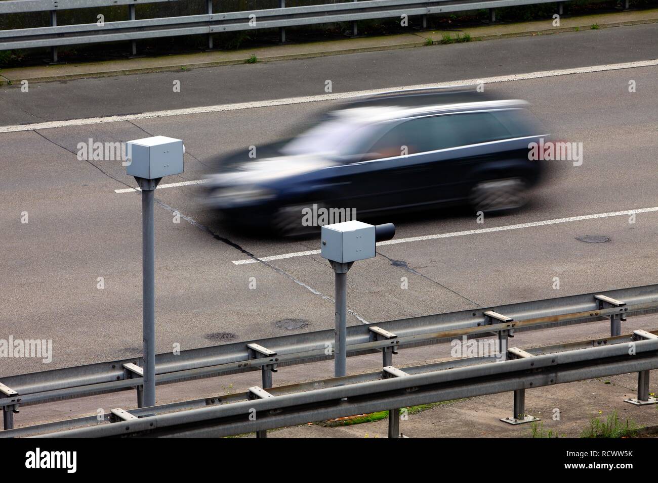 Radar controlled speed monitoring with speed cameras, on the Autobahn ...