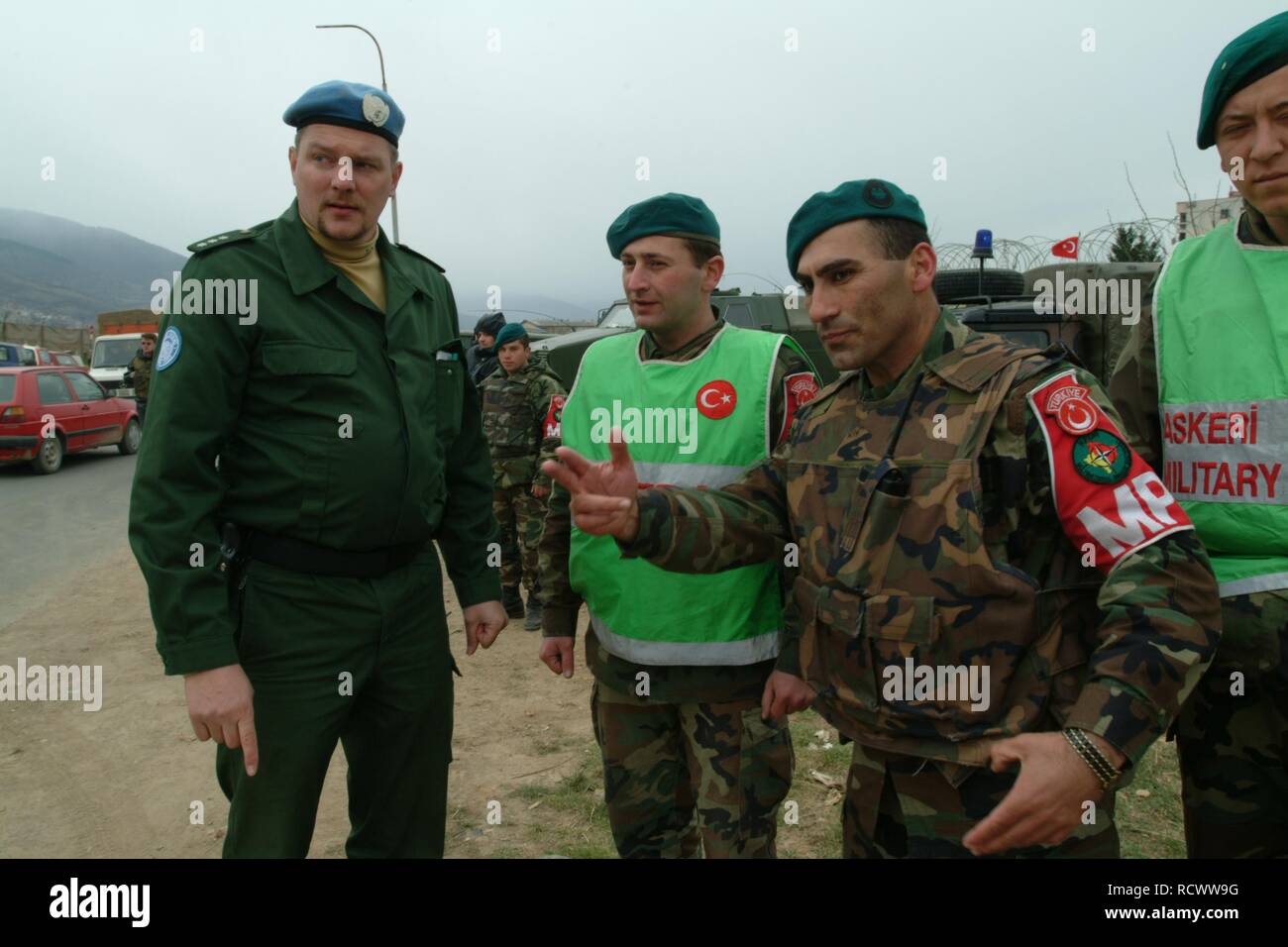 Joint checkpoint of the German KFOR Bundeswehr forces, and the ...