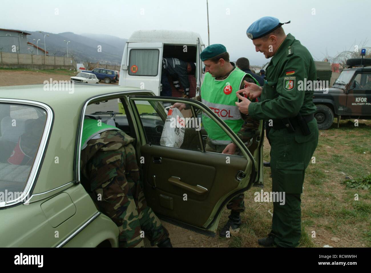 Joint checkpoint of the German KFOR Bundeswehr forces, and the ...