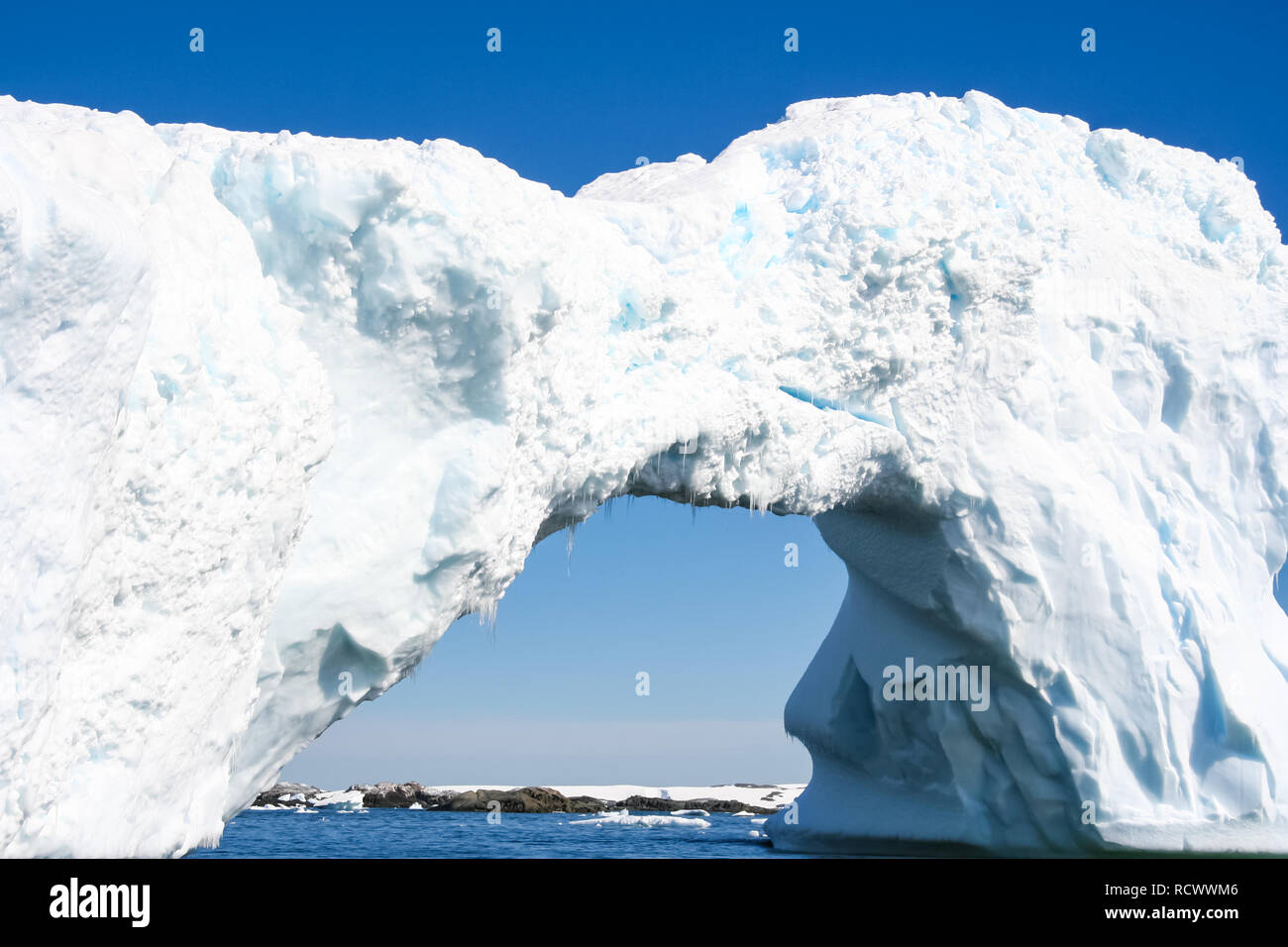 Antarctic icebergs in the waters of the ocean. Antarctic landscape ...