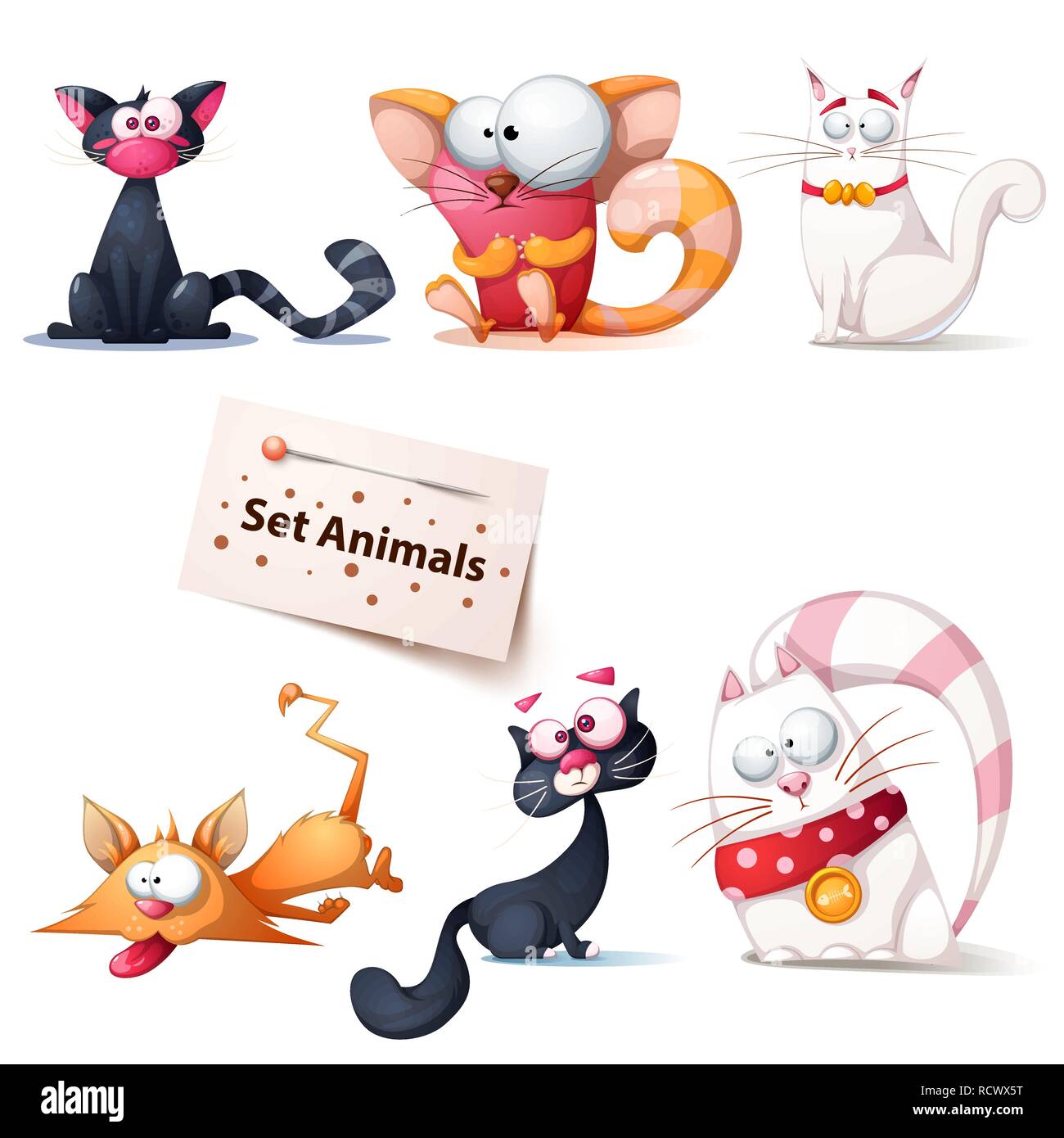 Cute, funny, crazy cat illustration Stock Vector Image & Art - Alamy