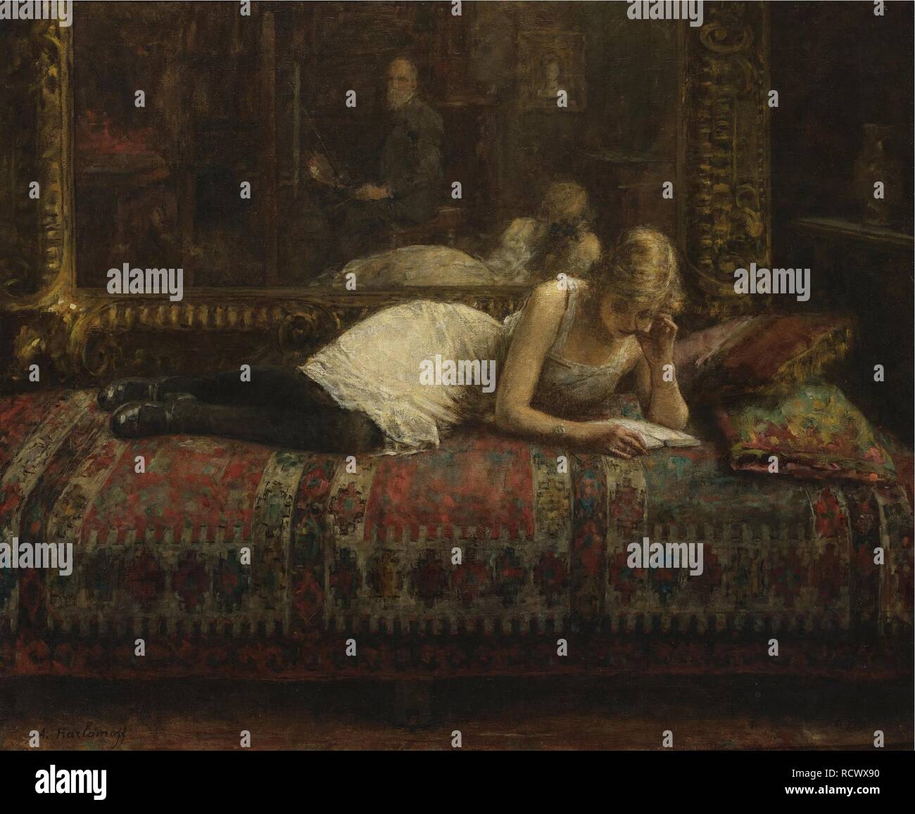 The Artist and His Model. Museum: PRIVATE COLLECTION. Author: Harlamov ...