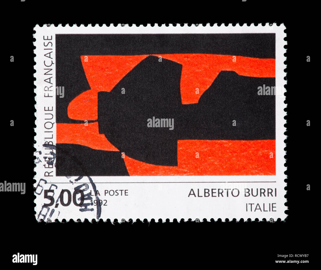 Postage stamp from France depicting and abstract painting by Alberto ...