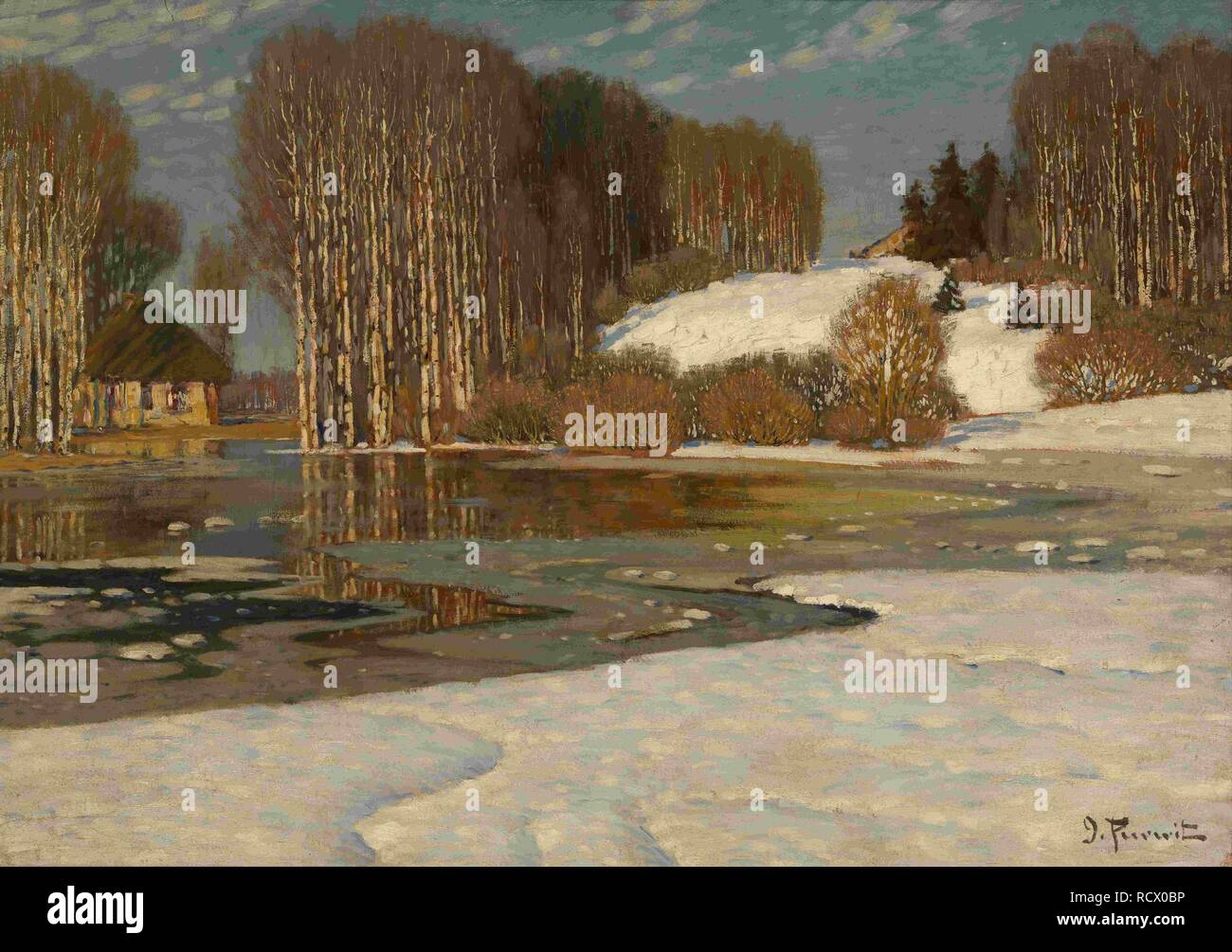 Lake in Early Spring. Museum: PRIVATE COLLECTION. Author: Purvitis ...