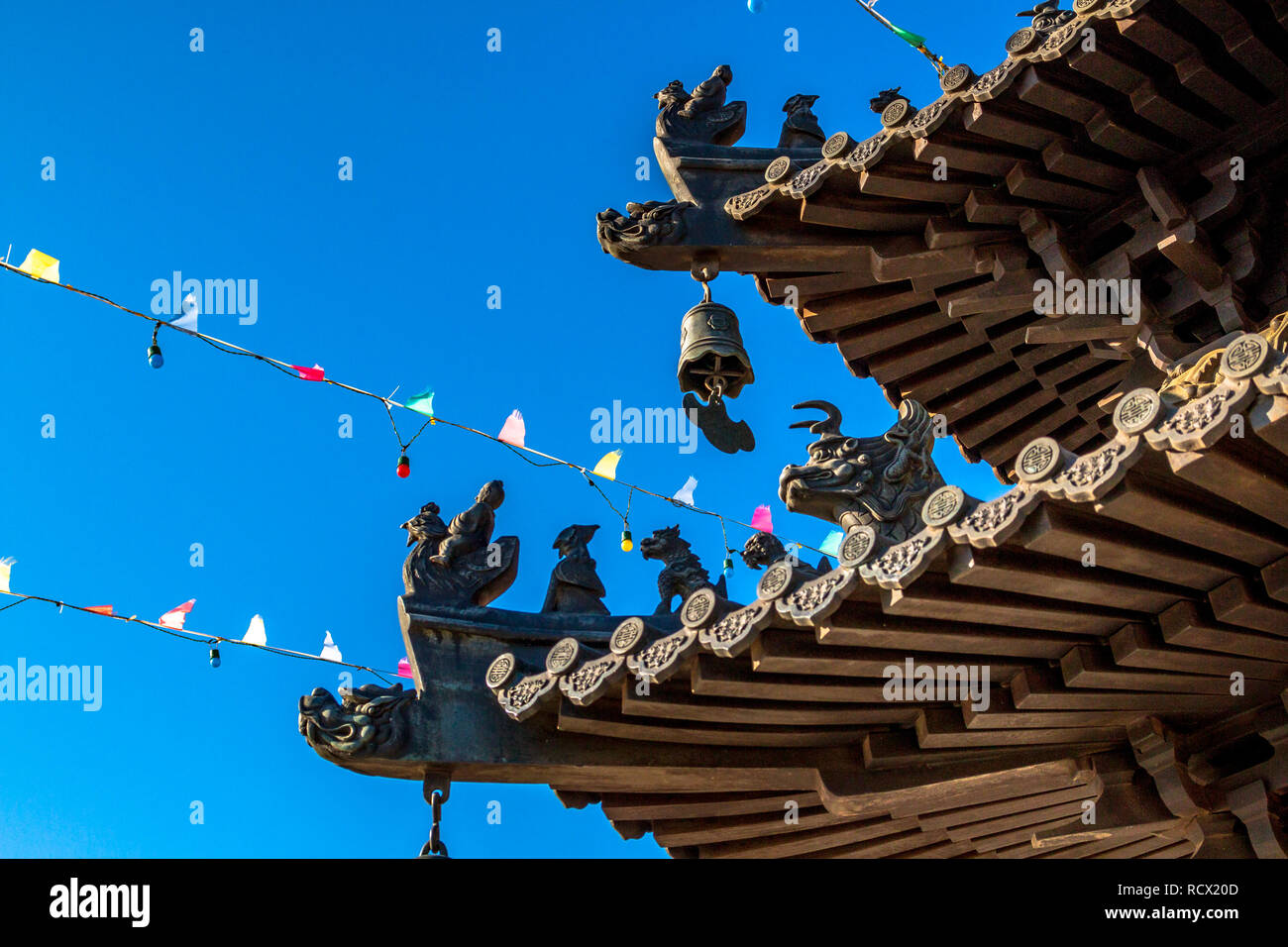 Architectural appearance of the Lingbao temple in Hunchun, China, in ...