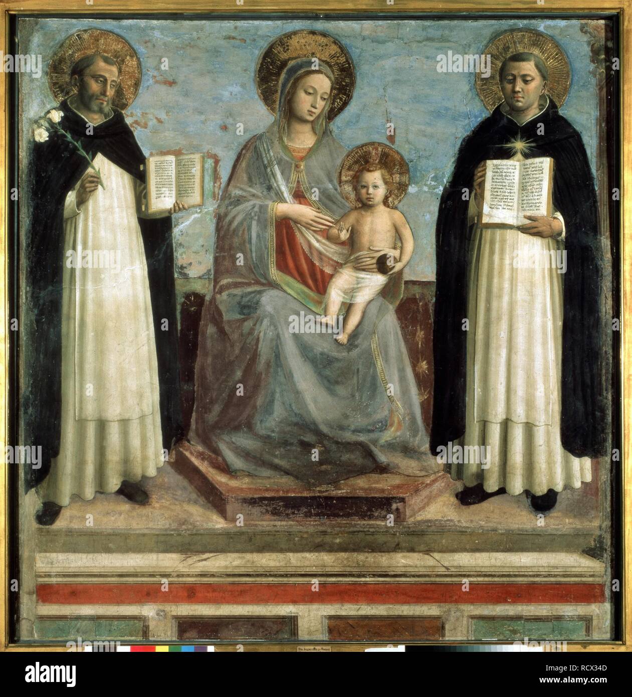 Virgin and child with saints dominicus and thomas of aquin hi-res stock ...