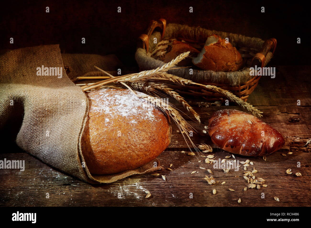 Still life with homemade bread Stock Photo - Alamy