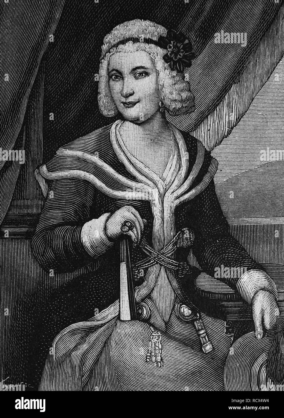 Countess Pessi, mother of Pope Leo XIII, woodcut, historical engraving ...