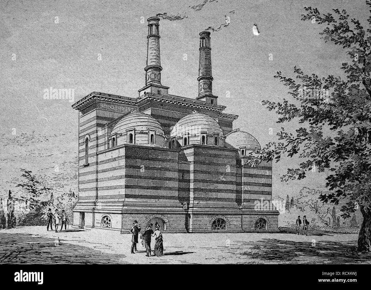 Cremation building on the Pere-Lachaise cemetery, Paris, France ...