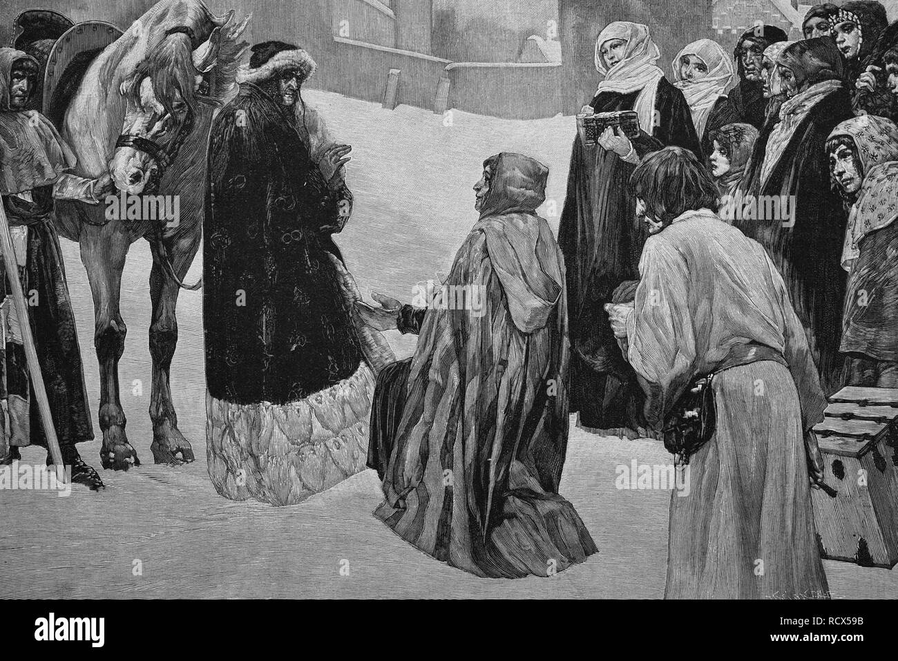 Christmas in Vienna, Austria, 1227, woodcut, historical engraving, 1882 ...