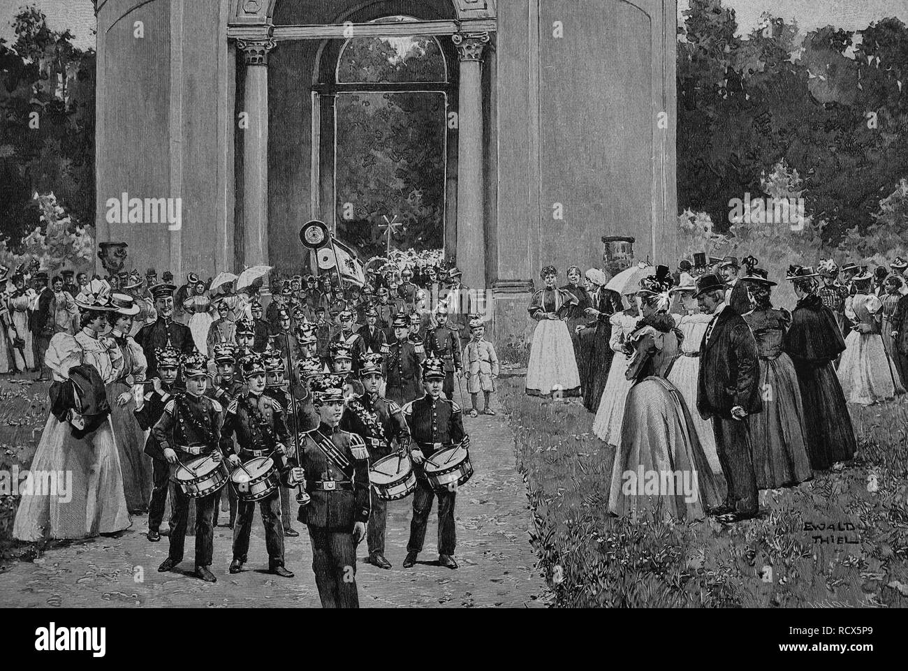 Moeske festival in Rheinsberg, Brandenburg, Germany, woodcut, 1888 ...