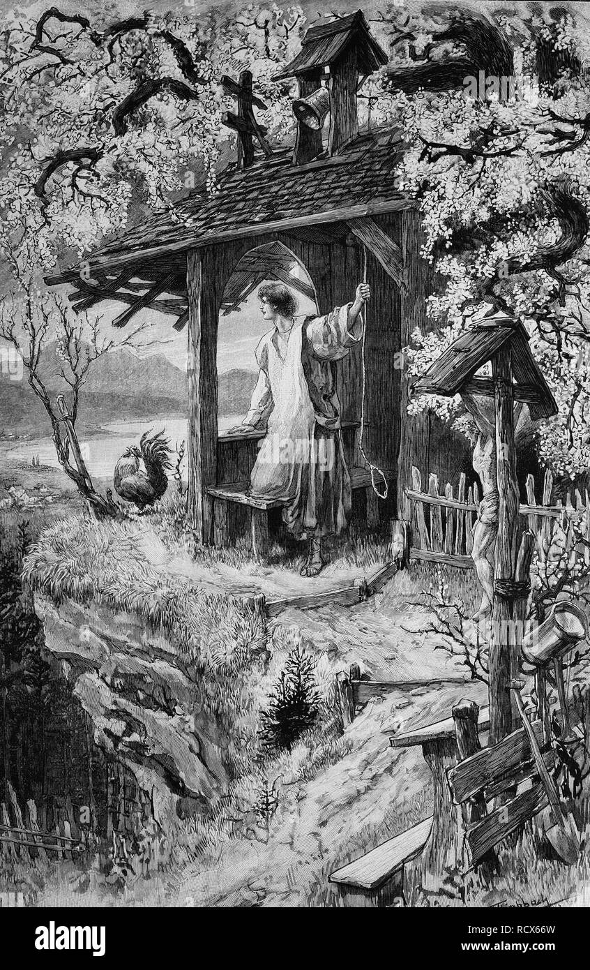 Easter bells, wood engraving, 1880 Stock Photo - Alamy