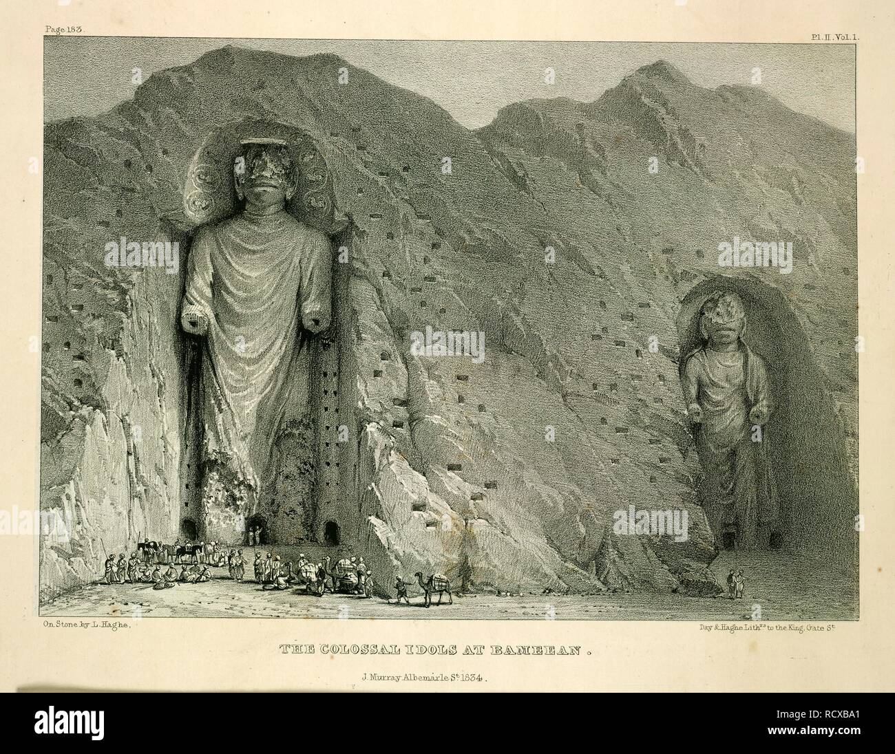 The two colossal Buddha images at Bamian, Afghanistan. Elphinstone ...