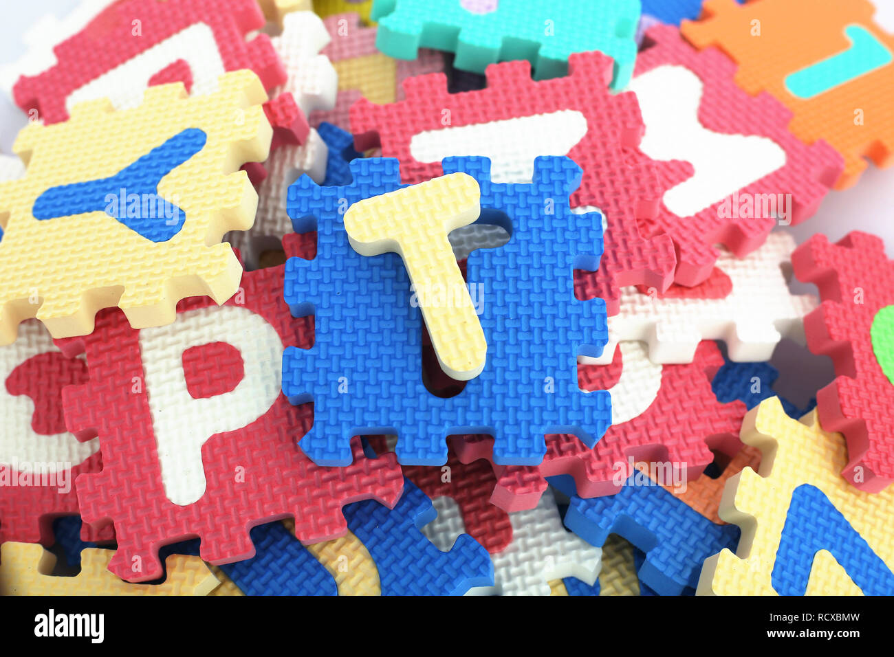 Spread of colorful alphabets blocks. Isolated on the white background ...