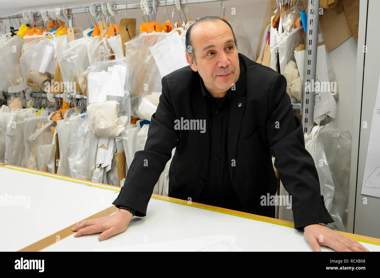 French fashion stylist Max Chaoul poses in his workshop, Lyon, France ...