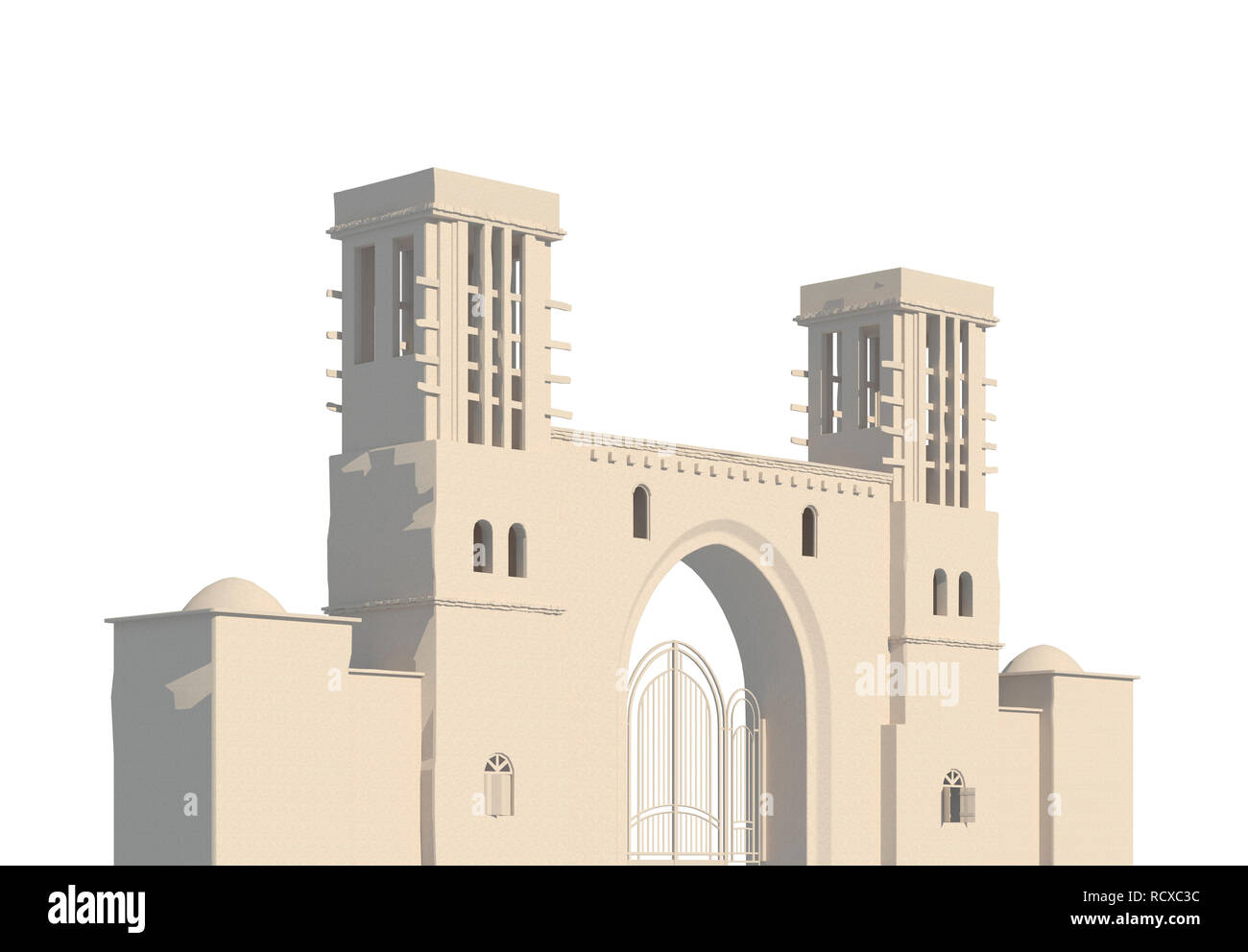 Original design Middle East building isolated on white background 3d ...