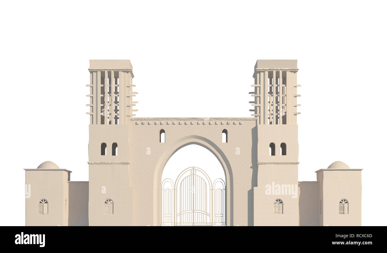 Original design Middle East building isolated on white background 3d ...