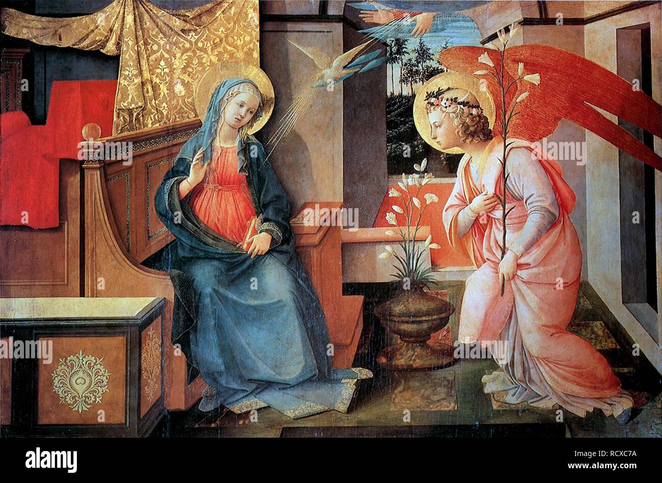 The Annunciation. Museum: Palazzo Doria Pamphilj, Rome. Author: LIPPI, FRA FILIPPO Stock Photo ...