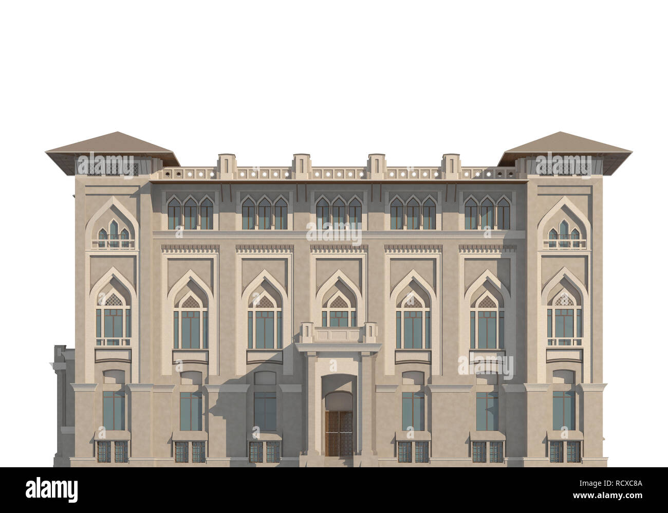 Original design Middle East building isolated on white background 3d ...