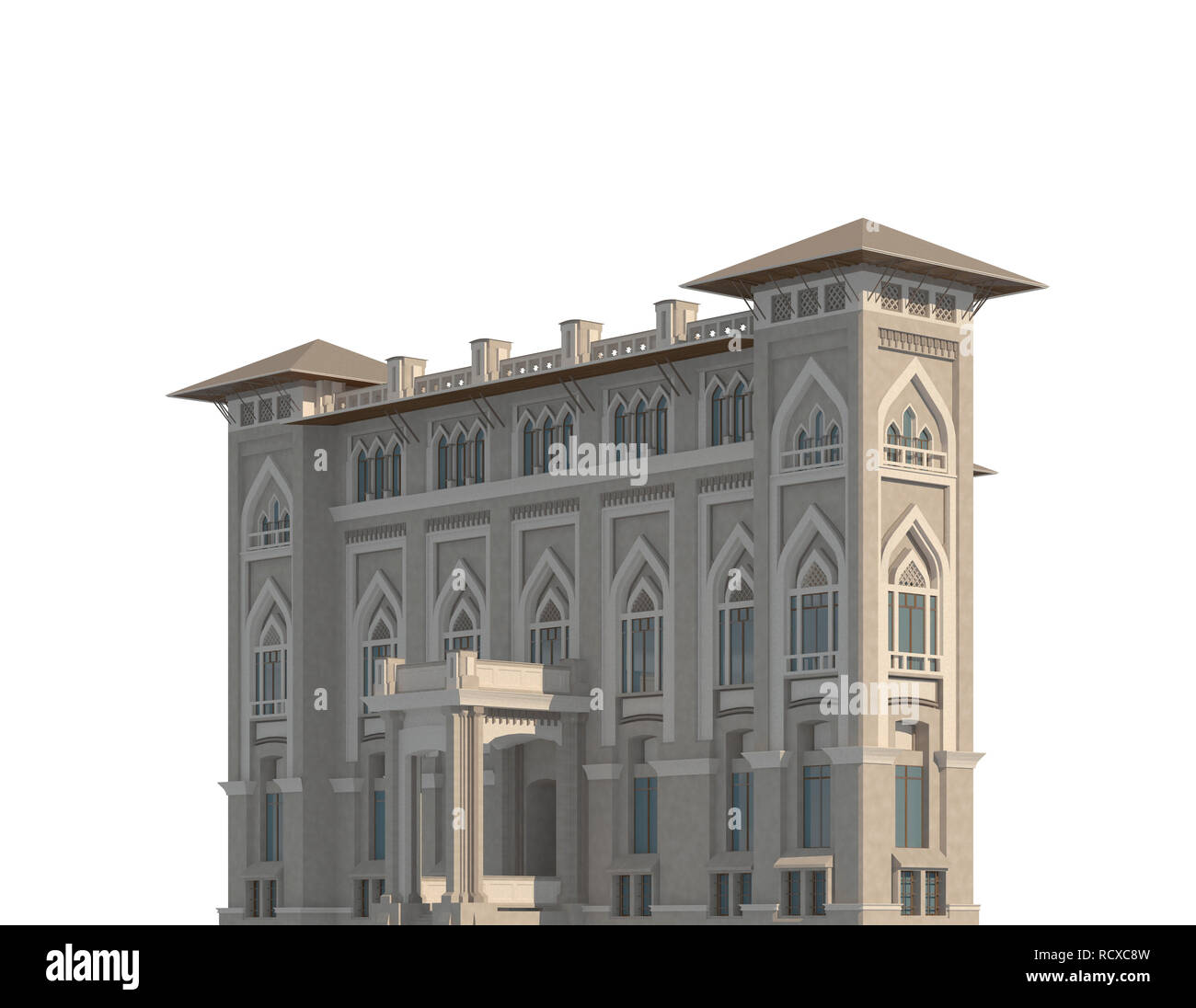 Original design Middle East building isolated on white background 3d ...