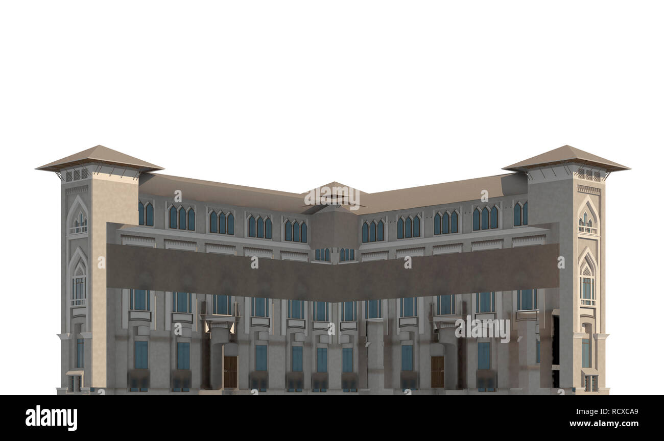 Original design Middle East building isolated on white background 3d ...