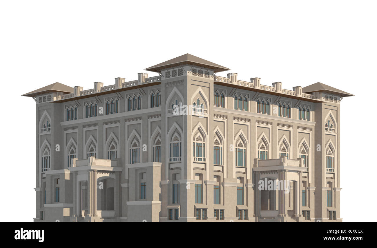 Original design Middle East building isolated on white background 3d ...