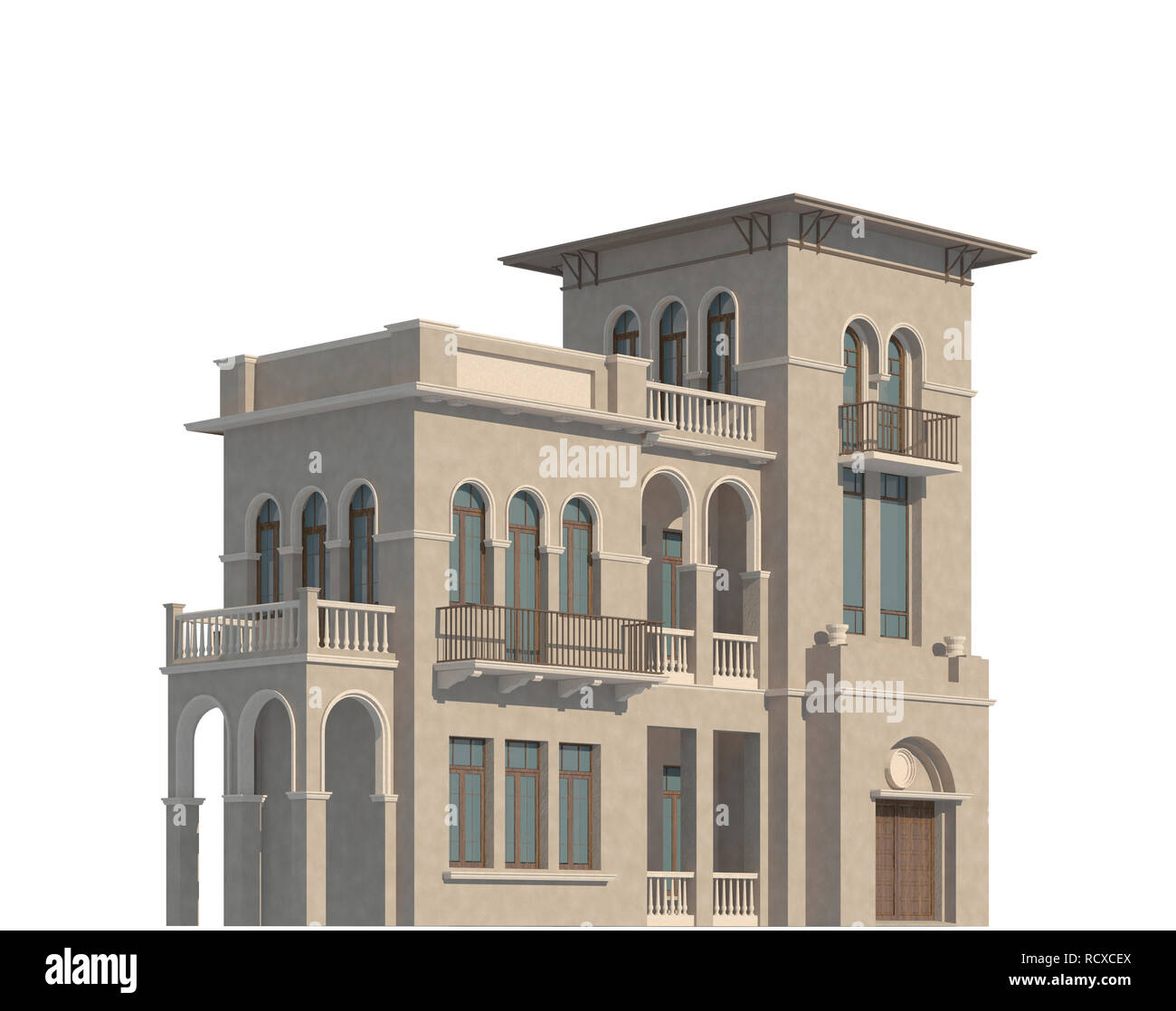 Original design Middle East building isolated on white background 3d ...