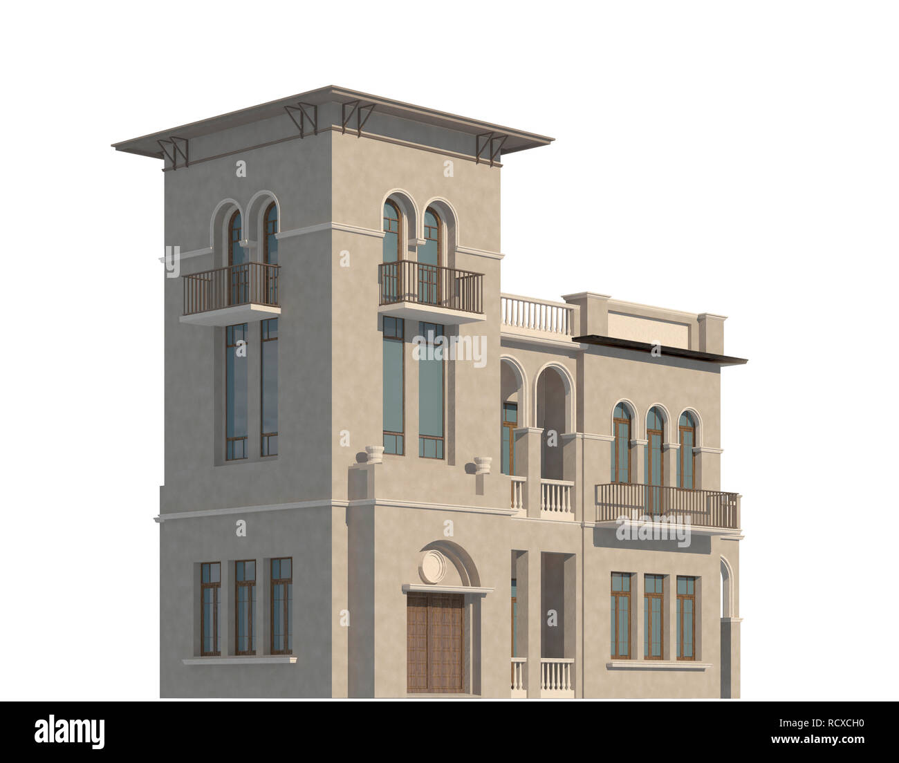 Original design Middle East building isolated on white background 3d ...