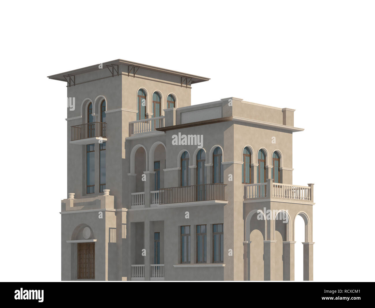 Original design Middle East building isolated on white background 3d ...