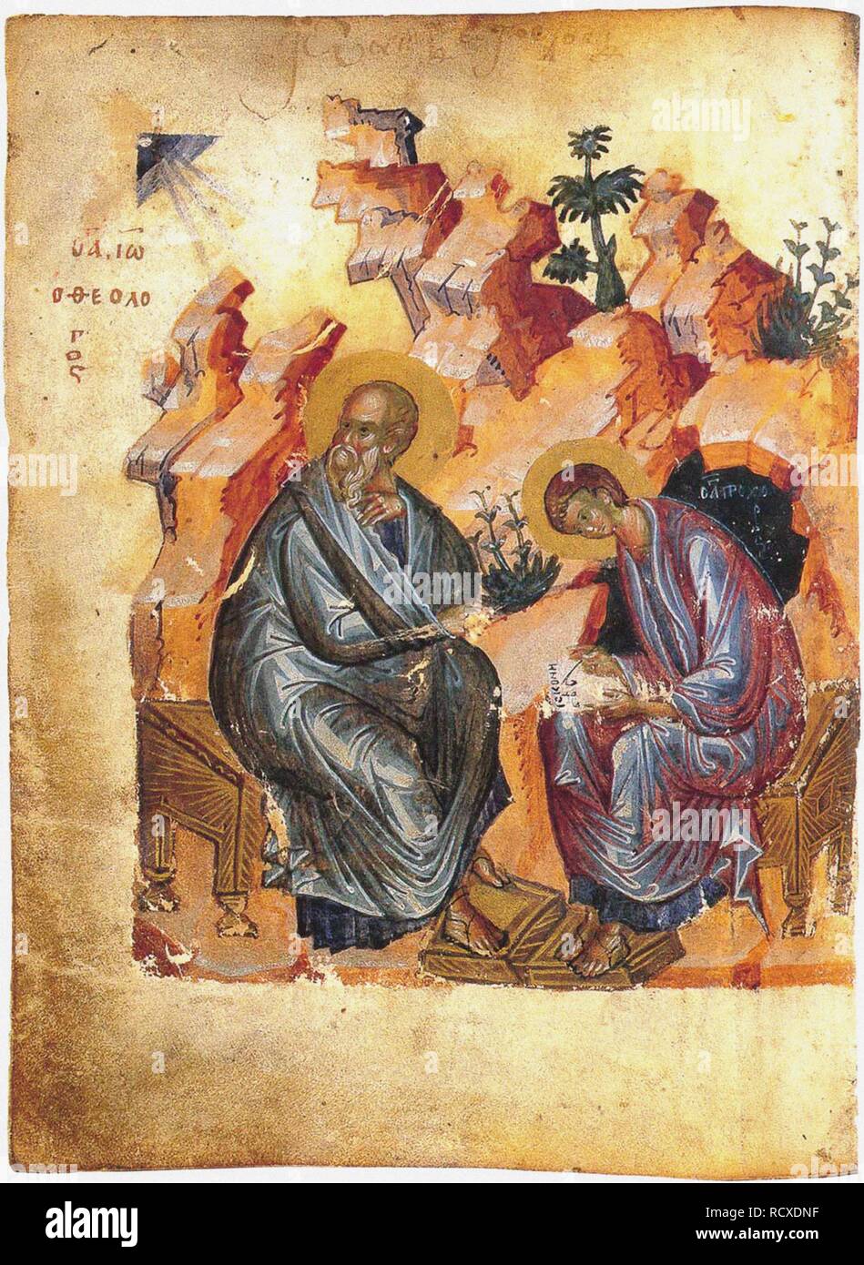 Saint John the Evangelist and Prochorus. From the Zaraysk Gospel ...