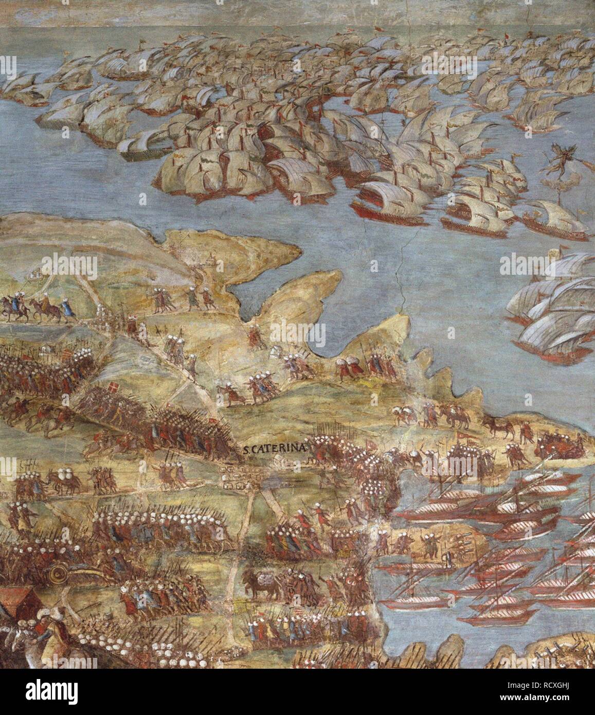 The siege of Malta. Detail. Museum: Palace of the Grand Master ...
