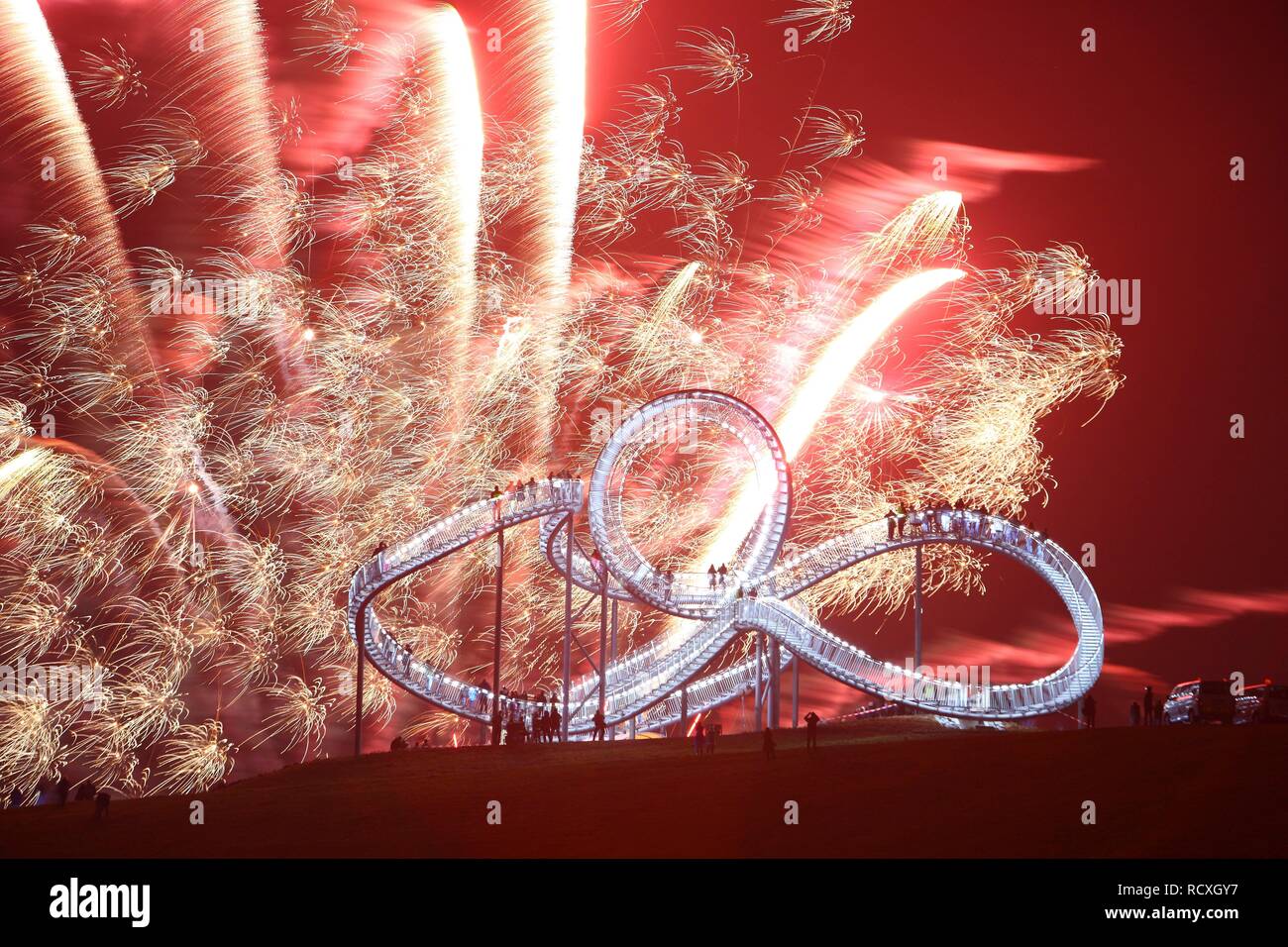 Fireworks display during opening of the walkable landmark sculpture in ...
