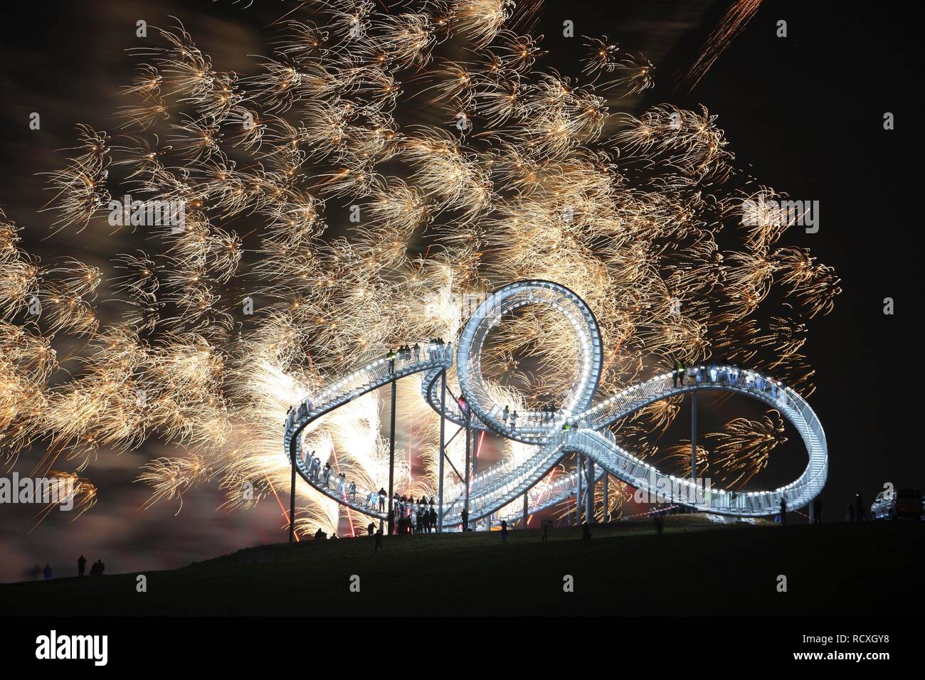 Fireworks display during opening of the walkable landmark sculpture in ...