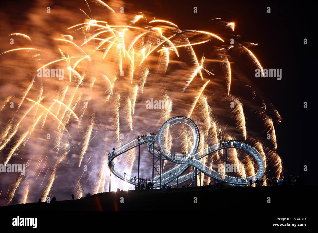 Fireworks display during opening of the walkable landmark sculpture in ...